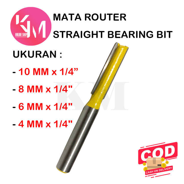 Mata Router Lurus Straight Bit 3mm, 4mm, 5mm ,6mm, 8mm, 10mm, 12mm ...