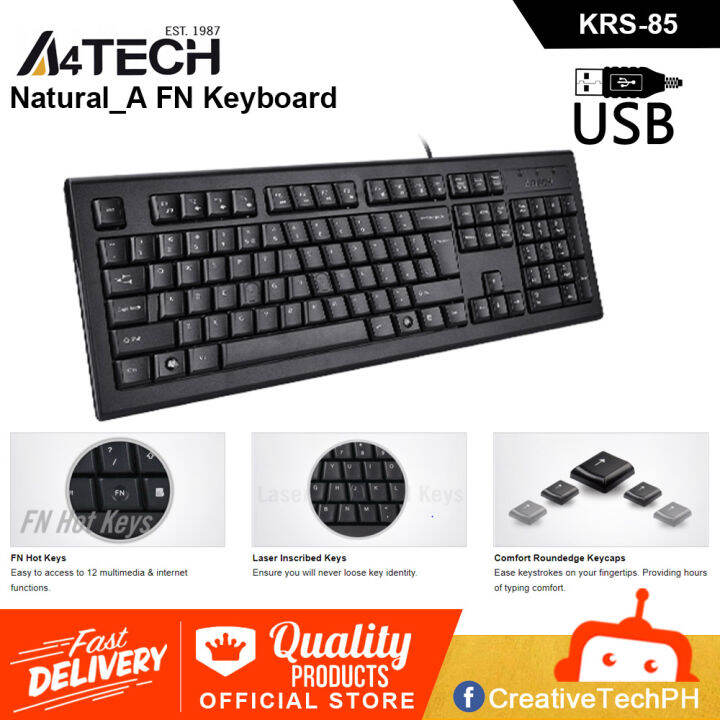 A4TECH NATURAL A FN USB KEYBOARD (KRS-85) | Lazada PH
