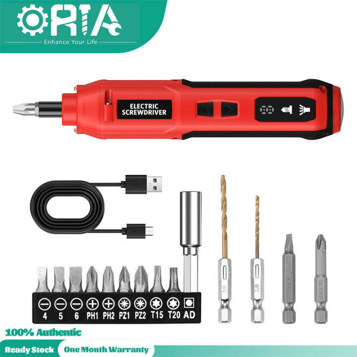 ORIA Electric Cordless Screwdriver Set Rechargeable Adjustable Torque ...