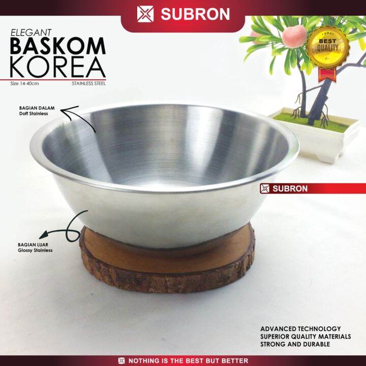 SUBRON Baskom Korea 34cm 36cm Tinggi Tebal Wadah Multifungsi Stainless ...