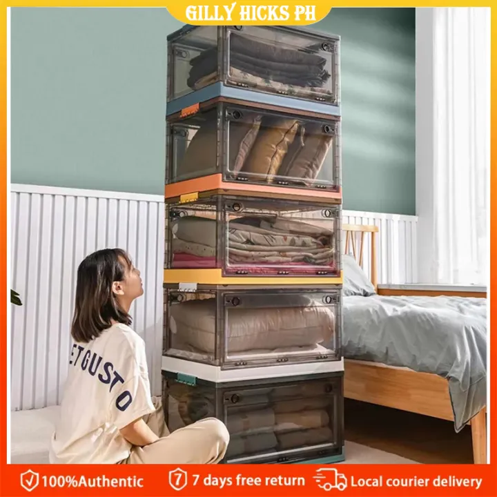 Transparent Foldable Storage Box with Wheels Stackable Transparent ...