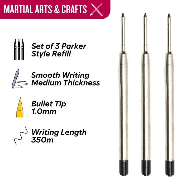 ☼Parker Style Ballpoint Ink Refill Set of 3 | Lazada PH