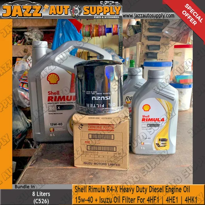 Shell Rimula R4-X Heavy Duty Diesel Engine Oil 15w-40 + Isuzu Oil ...