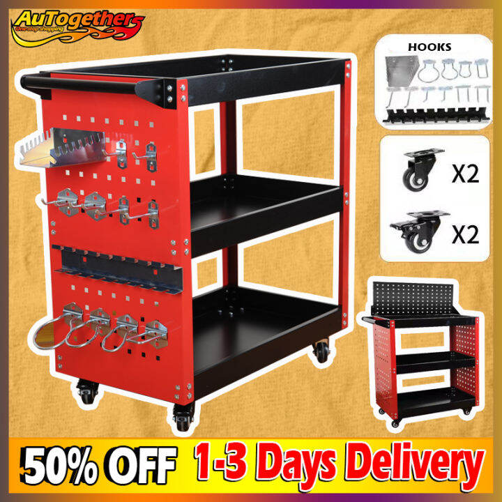 【COD】3 Layer Trolley Hand Push Tool Cart Trolley For Tool Storage Parts ...