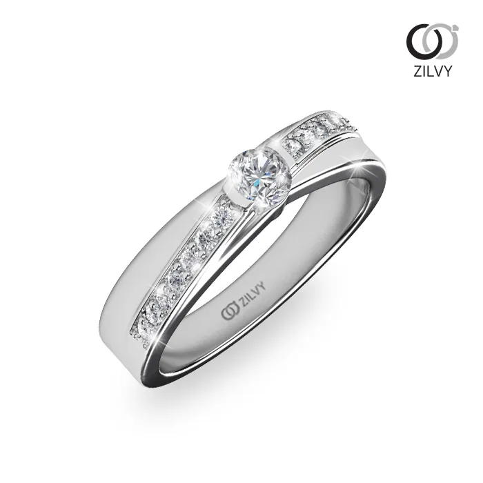 Zilvy แหวนเพชรผู้หญิงเพชรรวม 0.34 กะรัต น้ำร้อย | Lazada.co.th