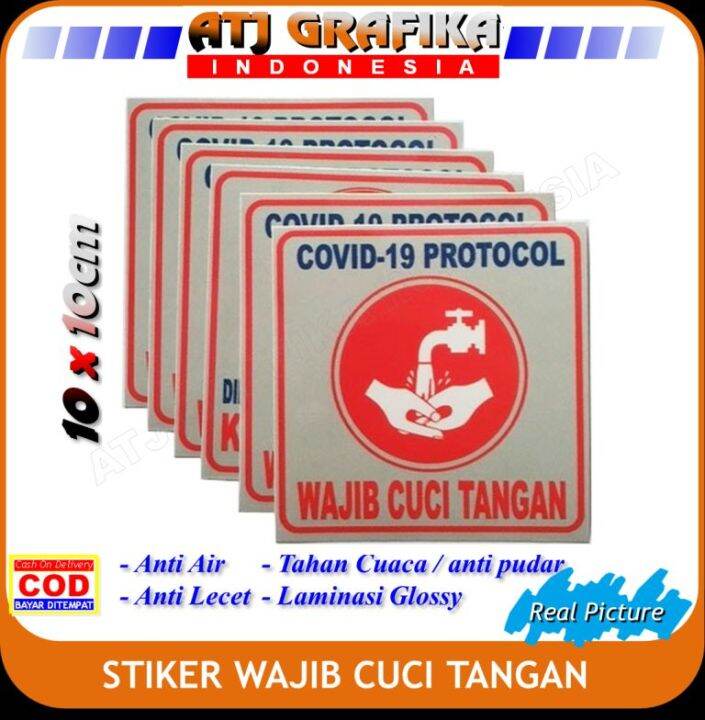 Stiker wajib cuci tangan Sticker kesehatan k3 kebersihan | Lazada Indonesia