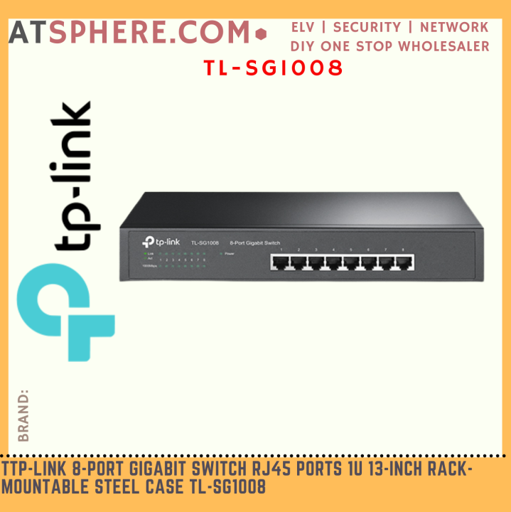 TP-LINK Tplink 8 Port Gigabit Network Switch RJ45 LAN Ports 1U 13 Inch ...