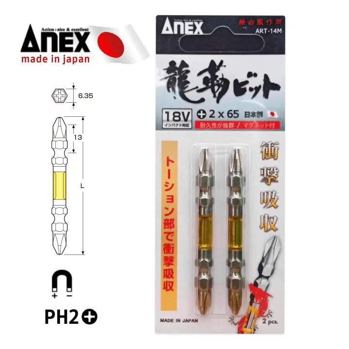 ดอกไขควงปากแฉก Anex รุ่น ART-14M ขนาด PH2 x 65 แพ็ค 2 ชิ้น | Lazada.co.th