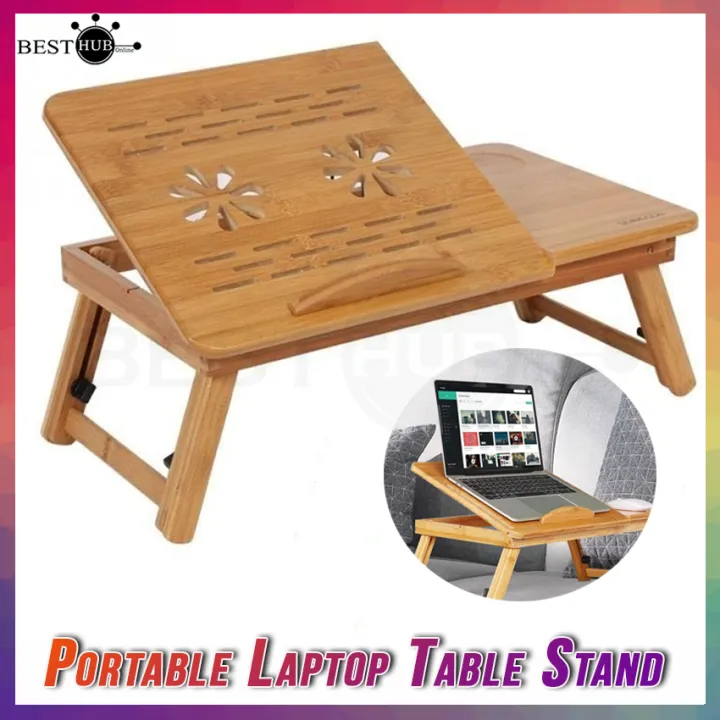 Senda Wooden Portable Folding Bamboo Bed Laptop Table Stand Computer ...