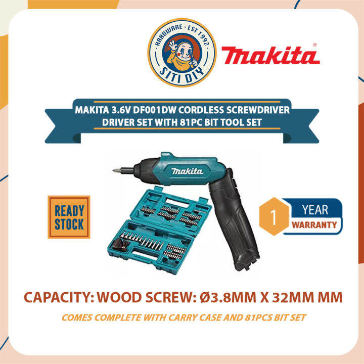 [SitiDIY] MAKITA 3.6V DF001DW CORDLESS SCREWDRIVER DRIVER SET WITH 81PC ...