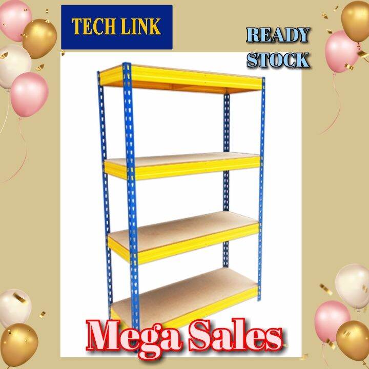 Boltless Rak dengan Papan Serat 450mmD x 900mmL x 1800mmH-Kuning Warna ...