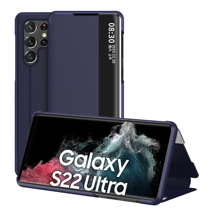Samsung Galaxy S22 Ultra 5G Case, Midcas Slim Side Window View Smart Flip Leather Stand Case ...