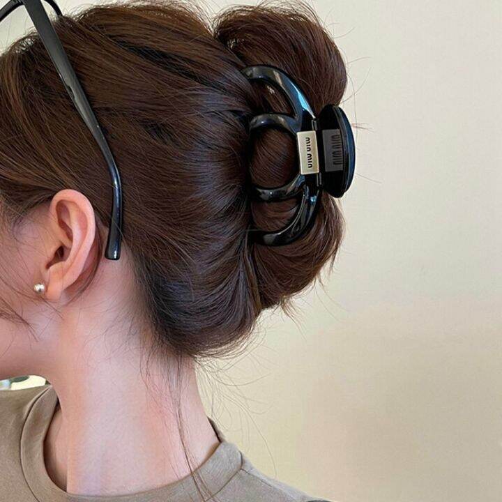 CHANBAEK ipit sa buhok for adult hair claw for women Pink Black Letter ...