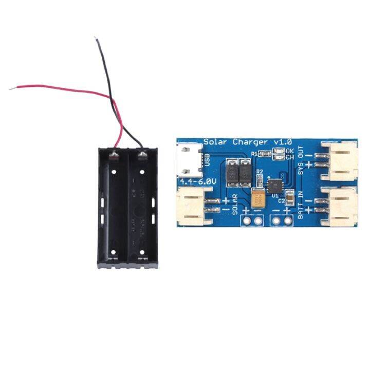 Plastic 2 x 3.7 V 18650 Battery Holder with Mini Solar Lipo Charger ...