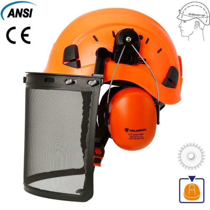 Industrial Forestry Safety Helmet Visor Earmuffs Chainsaw Arborist Logging Hard Hat Goggles CE ...