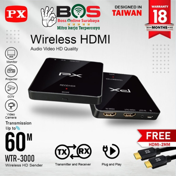 HDMI Wireless 60m Video Transmitter Receiver 1080p PX WTR-3000 | Lazada ...