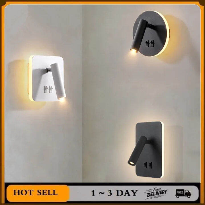 LED Wall Light Backlight 350 Degree Rotation Adjustable Wall Lamp Hotel ...