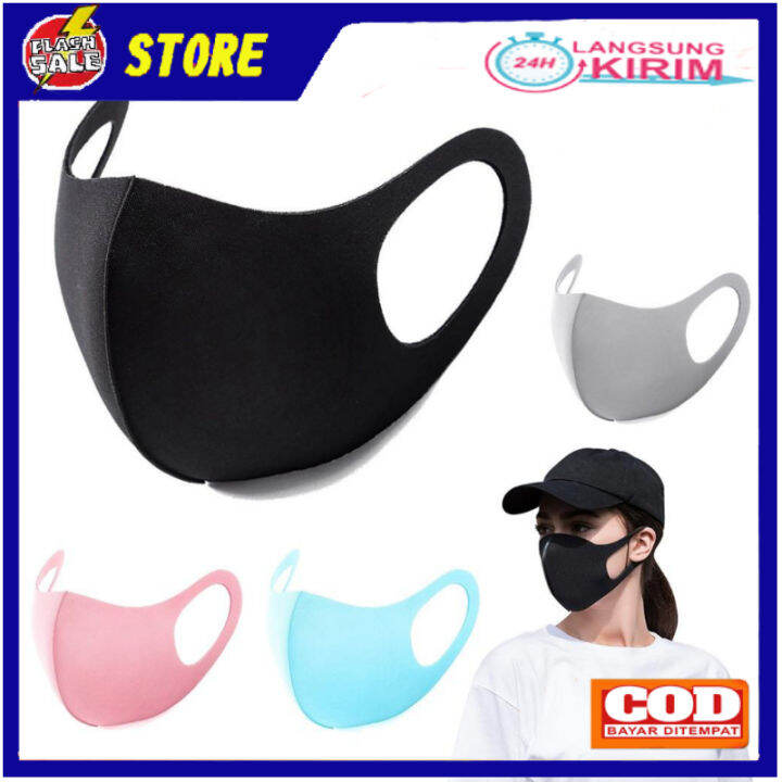 Masker Scuba Masker Kain Polos Bahan Scuba Bisa Dicuci Masker korea ...
