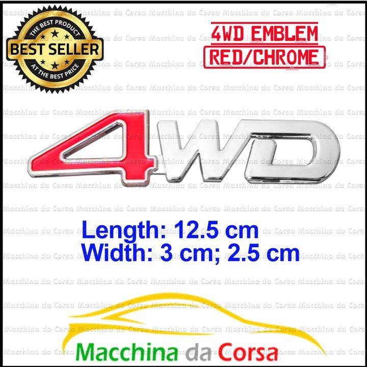 4wd Emblem Displacement Badge Auto (Red / Chrome) | Lazada PH