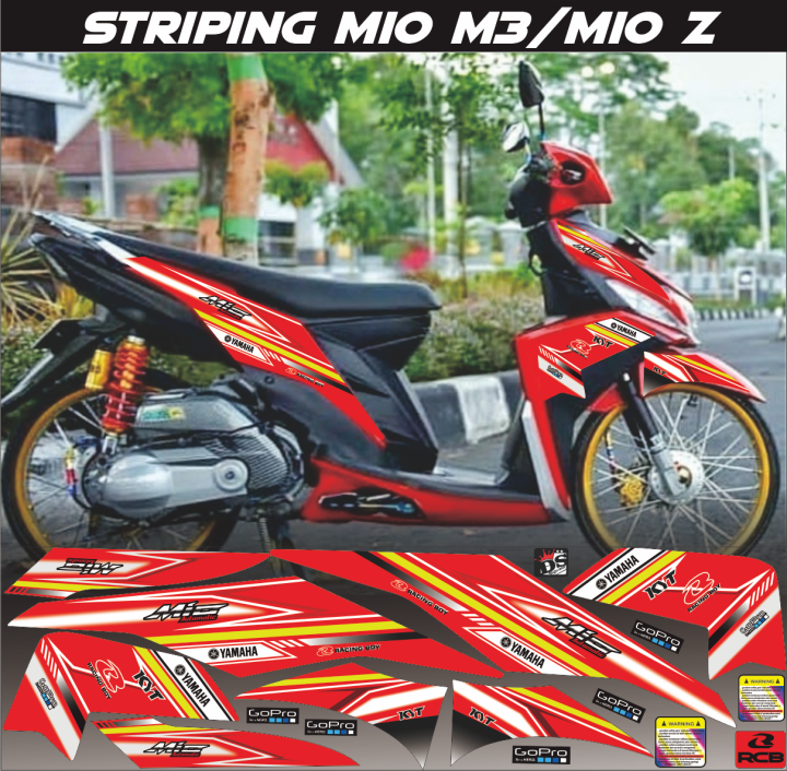 STRIPING MIO M3/MIO Z VARIASI SIMPLE WARNA MERAH KUNING RACING | Lazada ...