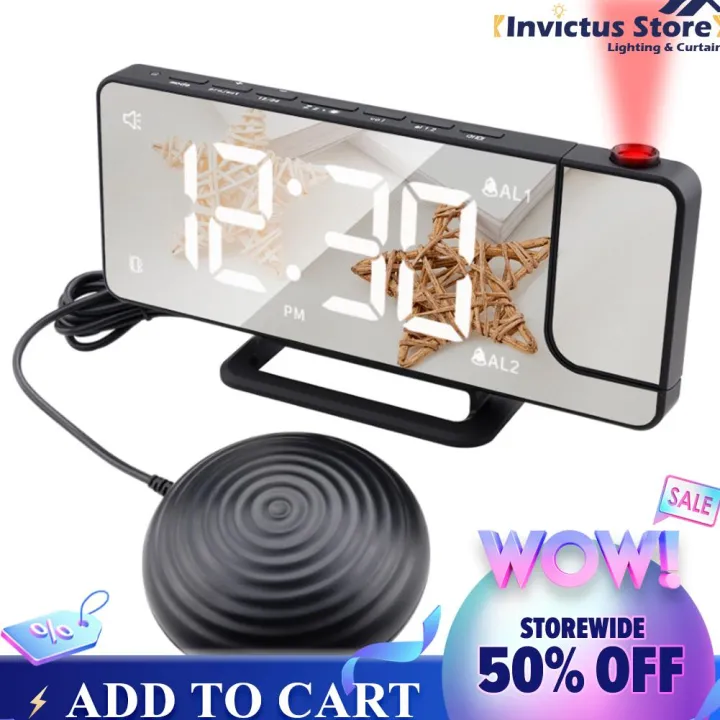 Electronic Alarm Clock Projection Wake Up Bedside Desktop Mirror Clocks ...