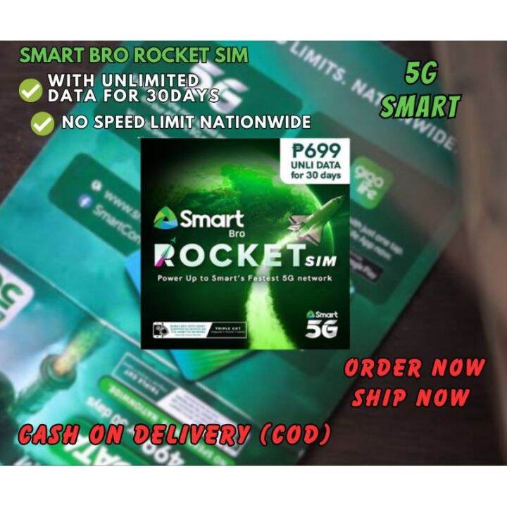 《Original Quality》 SMART BRO ROCKET SIM WITH 30 UNLI DATA | Lazada PH