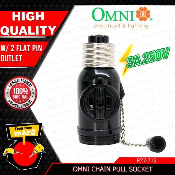 OMNI Chain Pull Socket w/2 Flat Pin Outlets 3A E27-712 •TOOLS FROM MARS ...