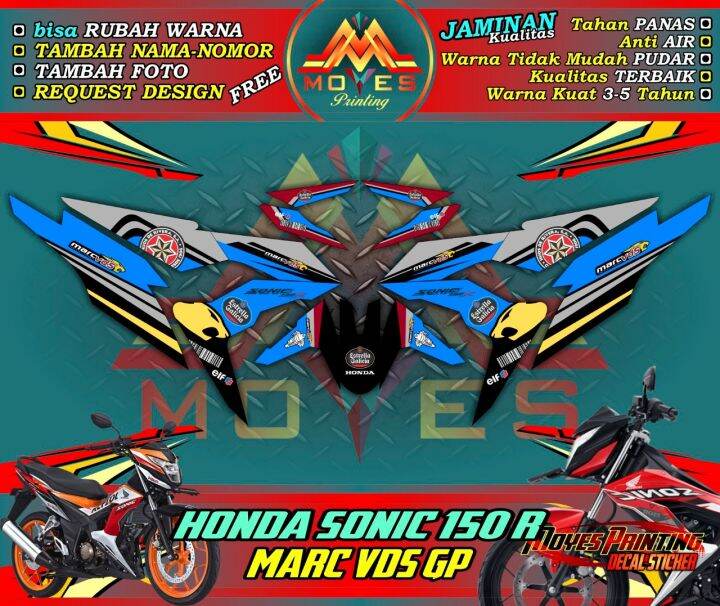 Sticker Sonic 150 warna biru abu hitam decal stiker honda sonic stiker ...