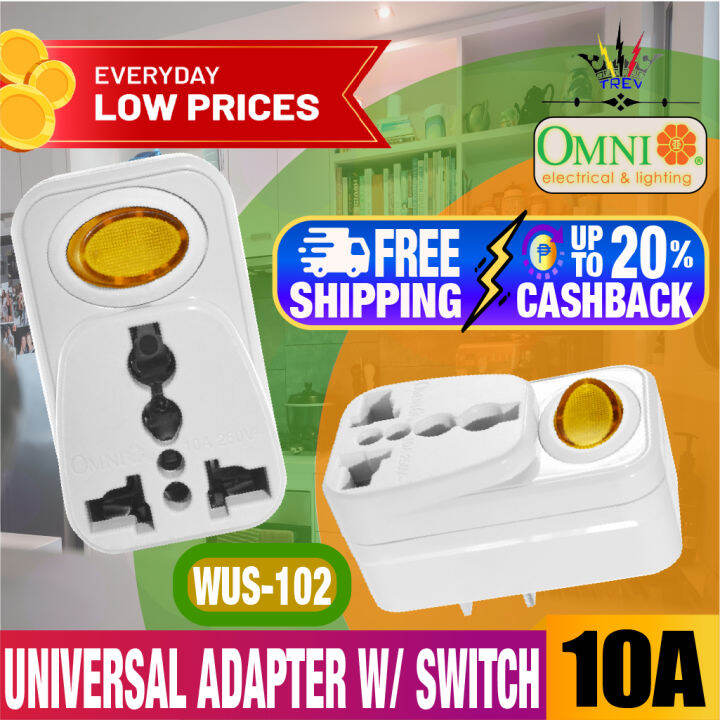 TREV Omni Universal Adapter w/Switch 10A 250V - WUS-102 | Lazada PH