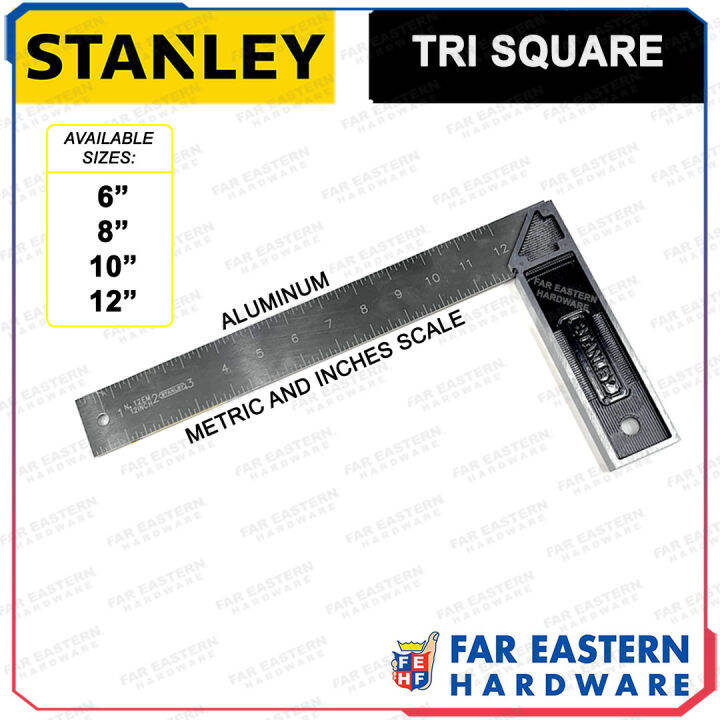 STANLEY Aluminum Tri Square Ruler Try 6" 8" 10" 12" STHT | Lazada PH