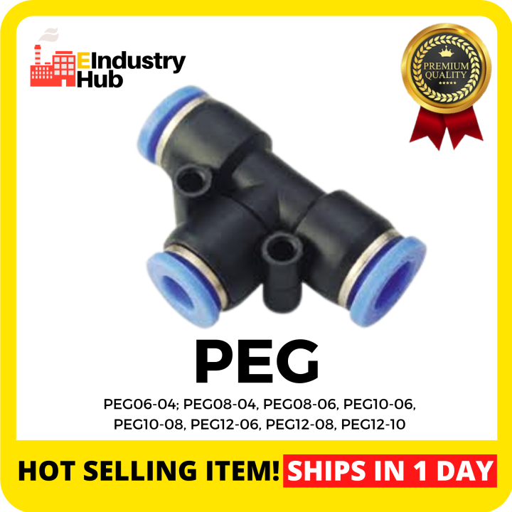 PEG Pneumatic Tee Reducer Air Fitting Reducing Tee Connector Push In ...