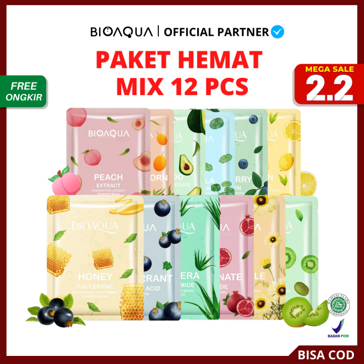 [ 12 PCS ] BIOAQUA Sheet Mask Hydrating Essence Face Mask Brightening ...
