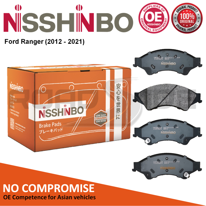 NISSHINBO Front Brake Pads with SHIMS and CLIPS for Ford Ranger (2012 ...