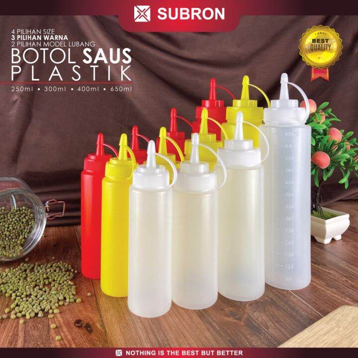 SUBRON Botol Saus 1 Lubang Tomat Kecap Sambal Mayonaise Wadah Bumbu ...