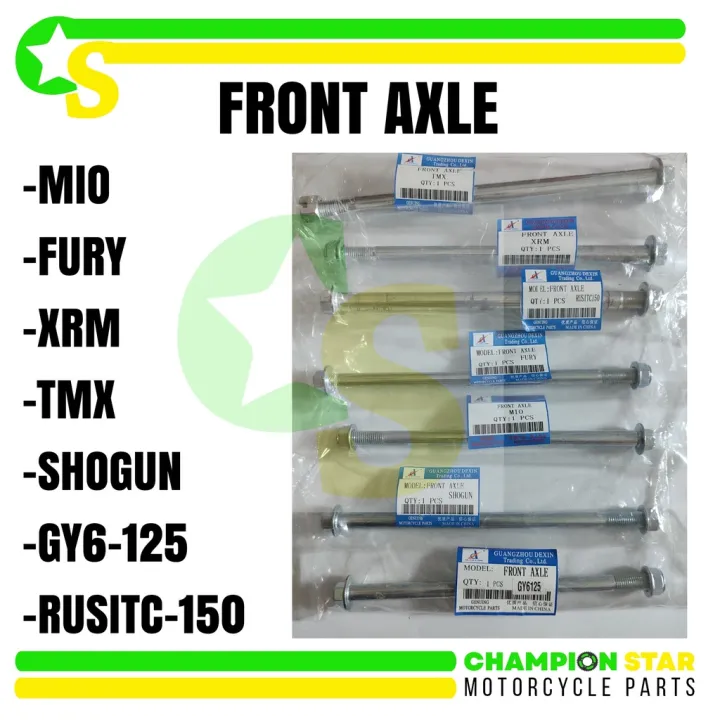 MOTORCYCLE PARTS FRONT AXLE FOR RUSITC-150,MIO, FURY,XRM,SHOGUN,TMX,GY6 ...