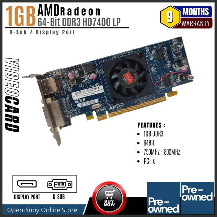 ♪USED AMD RADEON HD7400 1GB 64-Bit DDR3 Low Profile Video Card | Lazada PH