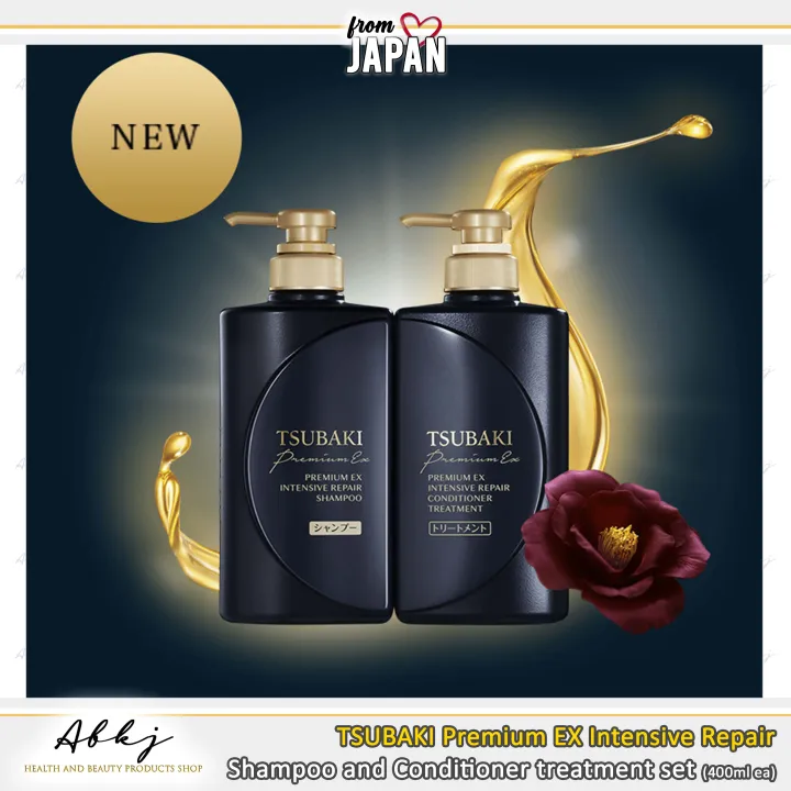 TSUBAKI Premium EX Intensive Repair Shampoo and Conditioner treatment Set (400ml each bottle ...