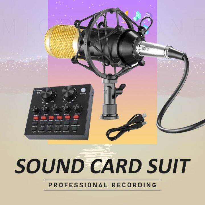 【READY STOCK】 ♟Sound Card 100 Original Meet BM800 Condenser Microphone Kit With Multifunction ...