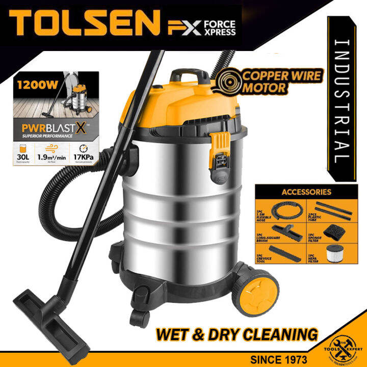Tolsen Stainless Wet And Dry Vacuum Cleaner 30l 1200w 79608 Industrial