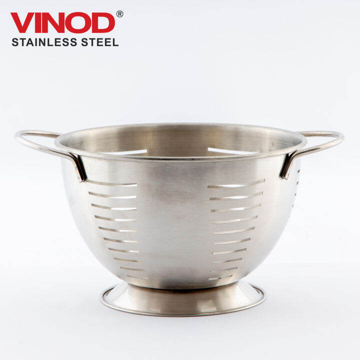 Vinod 20cm Stainless Steel Colander with Heavy Duty Handle - Horizontal ...