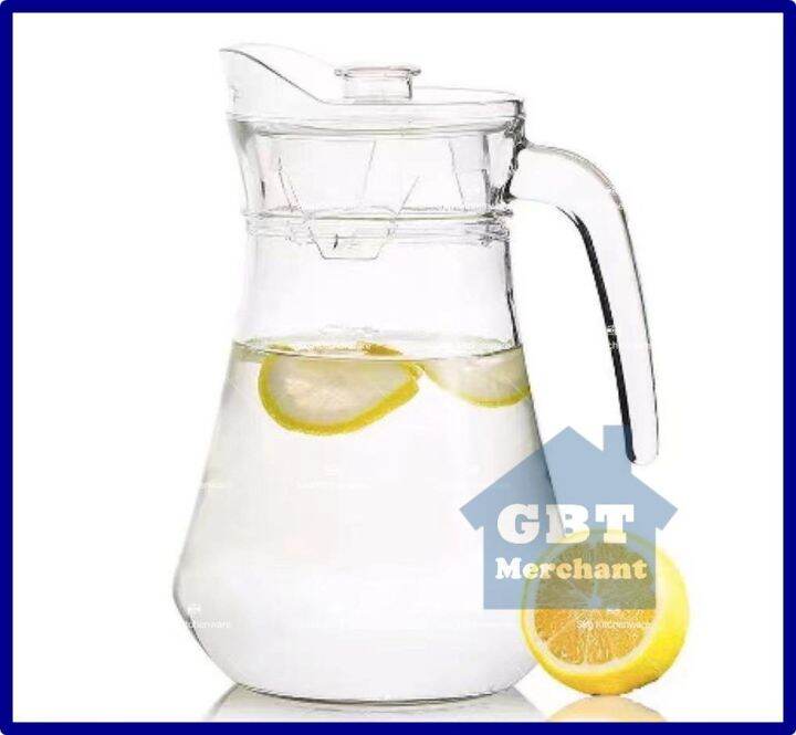 1.3 Litre Glass Jug | Transparent Drinking Glass Serving Jug With Lid ...