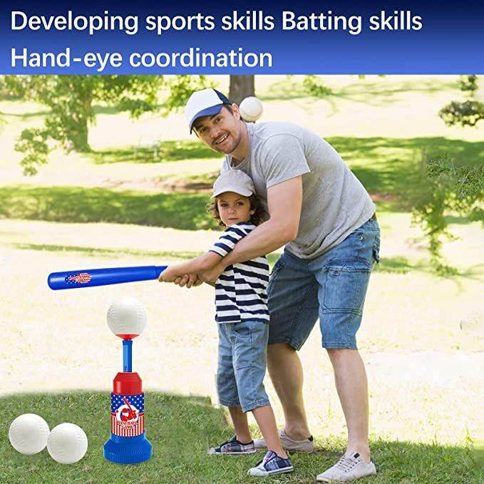 Baseball Toy Set for Kids Softball Bat and Ball Automatic Pitching ...