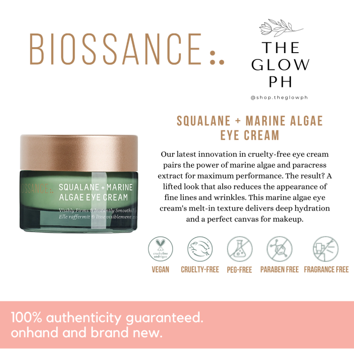 [AUTHENTIC] Biossance Squalane + Marine Algae Eye Cream | The Glow PH ...