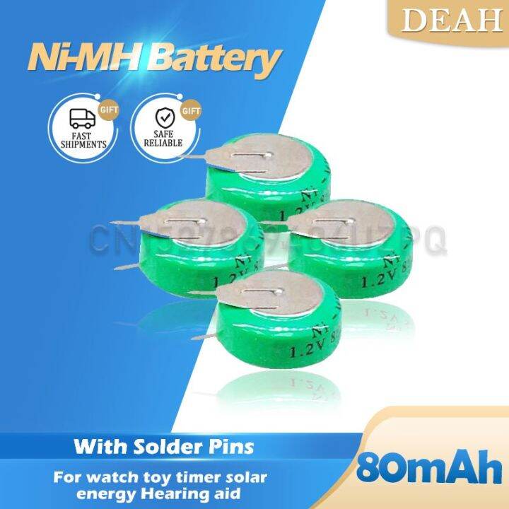 1-8PCS 1.2V 80mAh Nickel-metal Hydride Ni-MH Ni MH Rechargeable Batteries With Solder Foot For ...