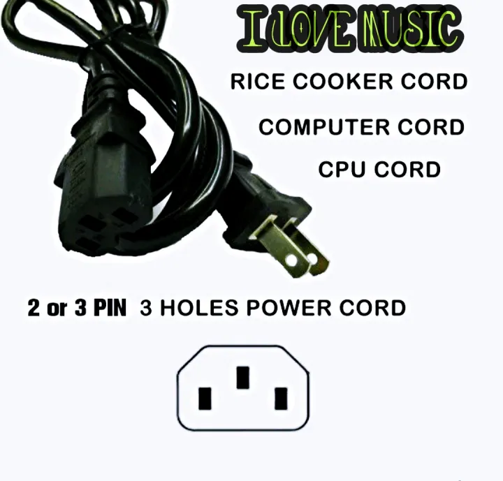 POWER CORD 3 Pin Plug computer/Rice cooker/cooker power cord | Lazada PH