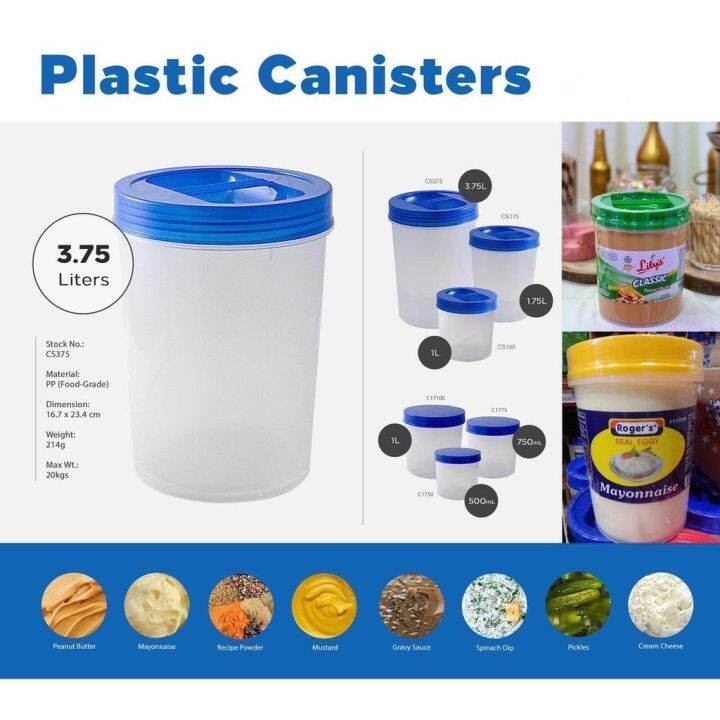 Plastic Canister 3.75L with handle Container Food Grade Storage ...