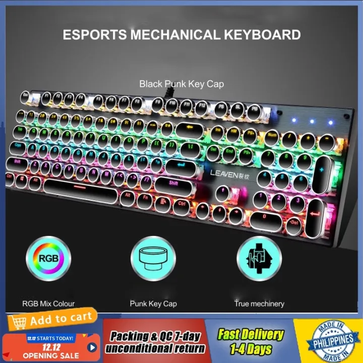 GTX300 Punk LED light Gaming Keyboard and Mouse Mechanical Keyboard ...