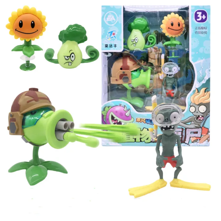 4ชิ้น/ล็อต Plants Vs Zombie ภาพอนิเมะของเล่น PVZ Gatling Pea ตุ๊กตาดอก ...