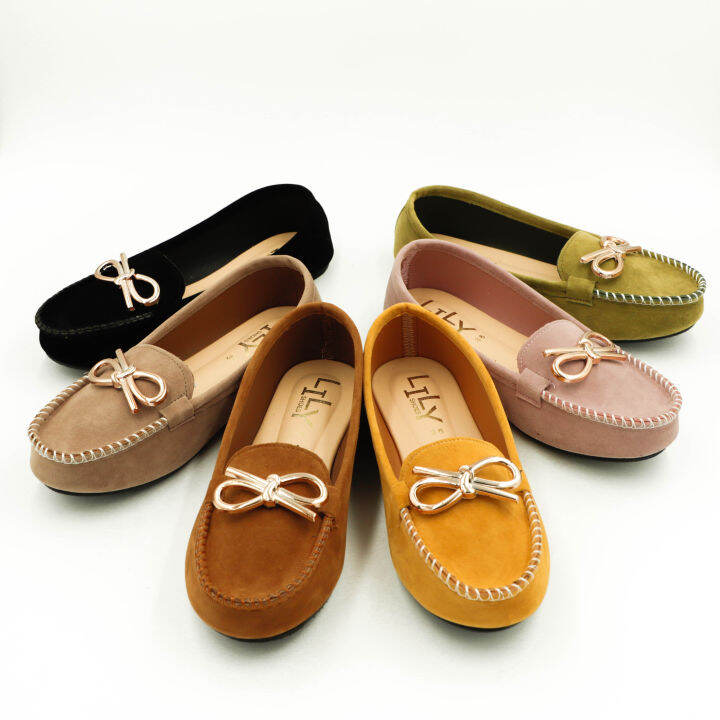 Lily Shoes รองเท้าคัทชูสวยๆ แบบ อะไหล่โบว์พัน หนังกำมะหยี่ ไซส์ 36 - 45 ...
