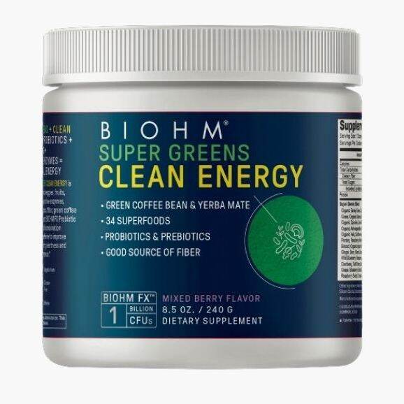 Super Greens Clean Energy – BIOHM 30 Servings – with Probiotics, Super ...
